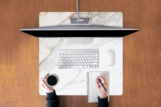 Muismat XXL - Bureau onderlegger - Bureau mat - Marmer - Steen - Wit ...