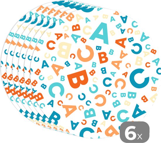 Ronde placemats - Onderlegger - Placemats rond - Letters - Abc - Oranje ...