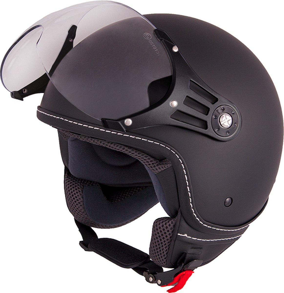 VINZ Stelvio Jethelm Total Black / Scooterhelm / Brommerhelm ...