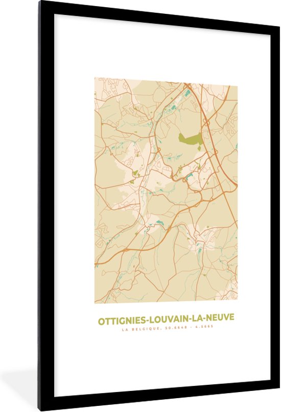 Fotolijst incl. Poster - Stadskaart - België - Ottignies-Louvain-la ...