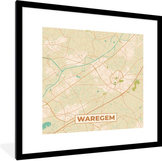 Fotolijst incl. Poster - Plattegrond - Vintage - Kaart - Stadskaart ...