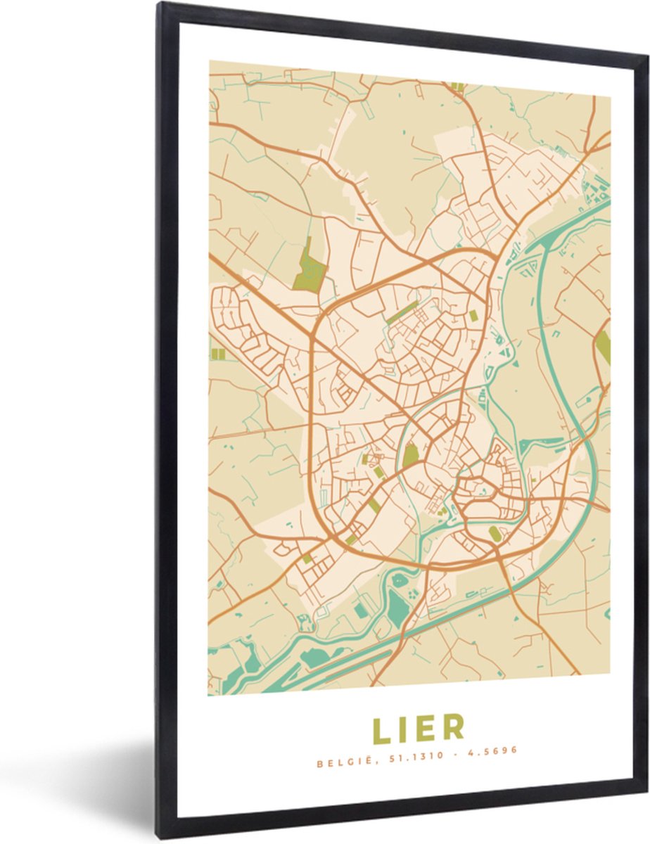 Fotolijst incl. Poster - België - Lier - Plattegrond - Kaart ...