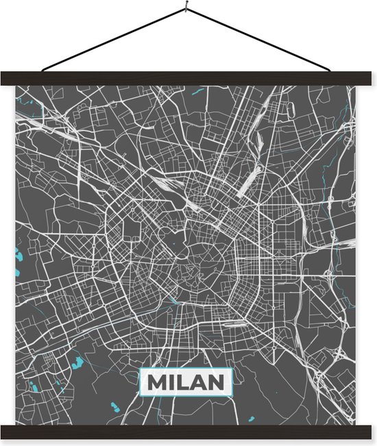 Posterhanger incl. Poster 60x60 cm - Schoolplaat - Milaan - Stadskaart ...