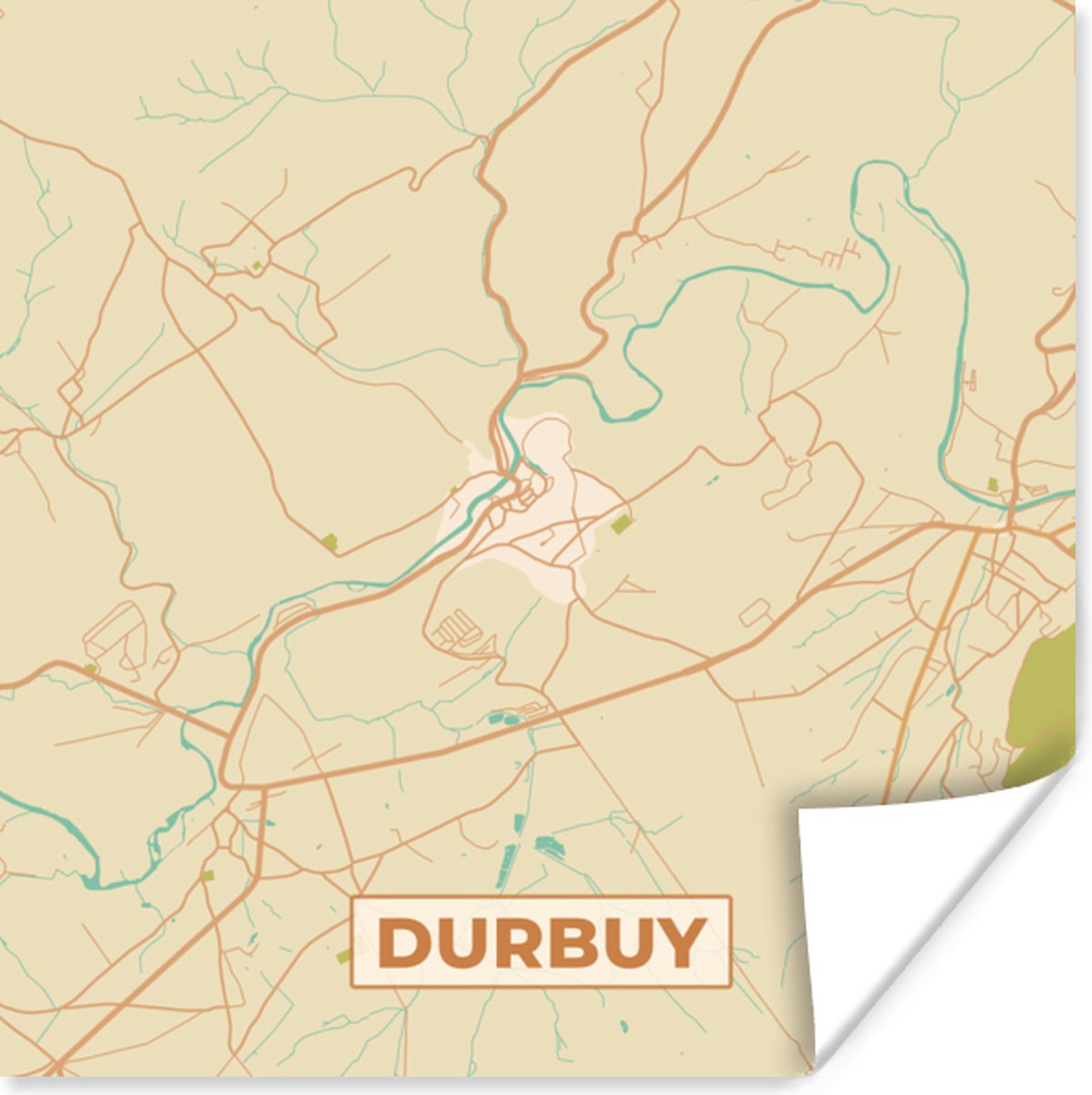 Affiche Vintage - Carte - Durbuy - Carte - Plan de la ville - 30x30 cm ...