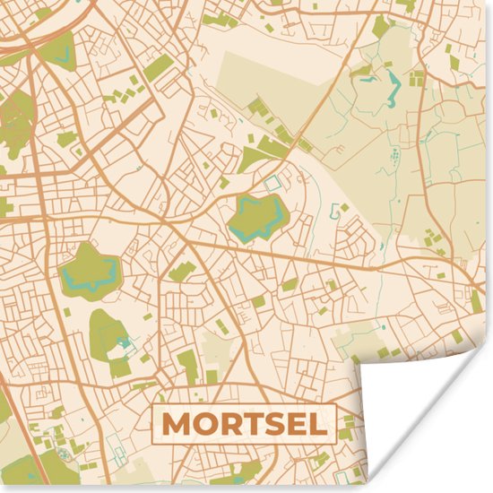 Poster Mortsel - Plattegrond - Stadskaart - Kaart - België - 75x75 cm ...