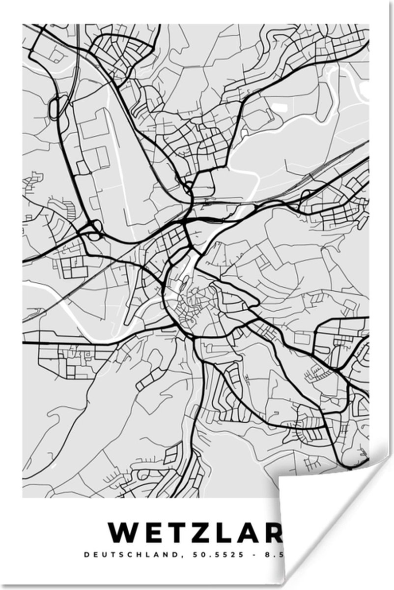 Poster Stadskaart - Plattegrond - Duitsland - Kaart - Wetzlar - 120x180 ...