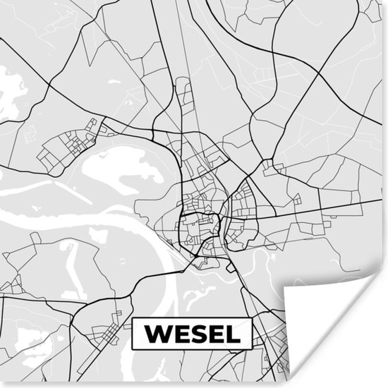 Poster Duitsland - Wesel - Kaart - Stadskaart - Plattegrond - 50x50 cm ...