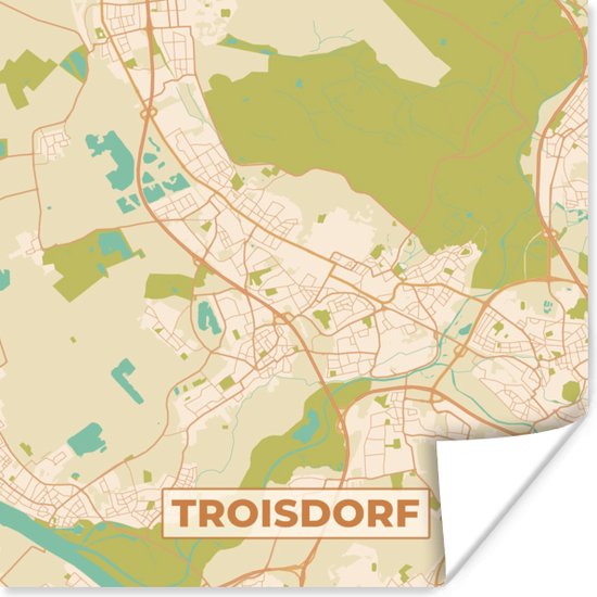 Poster Troisdorf - Vintage - Kaart - Plattegrond - Stadskaart - 50x50 ...