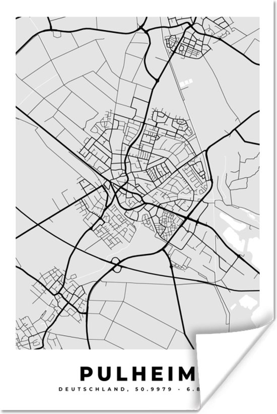Poster Pulheim - Stadskaart - Plattegrond - Duitsland - Kaart - 20x30 ...