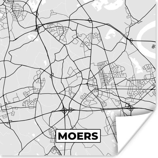 Poster Kaart - Duitsland - Stadskaart - Plattegrond - Moers - 50x50 cm ...