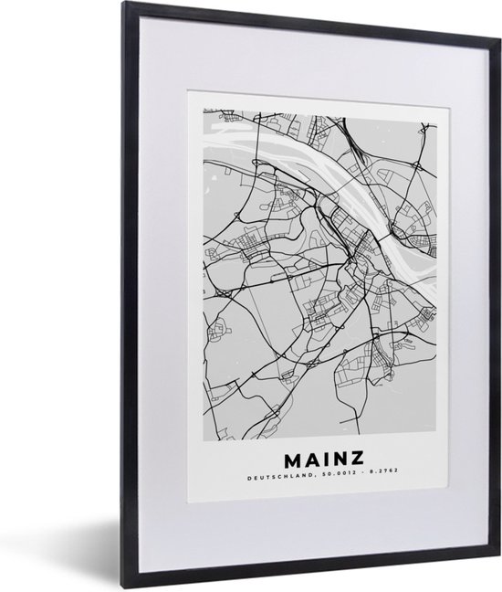 Fotolijst incl. Poster - Stadskaart - Duitsland - Mainz - Plattegrond ...