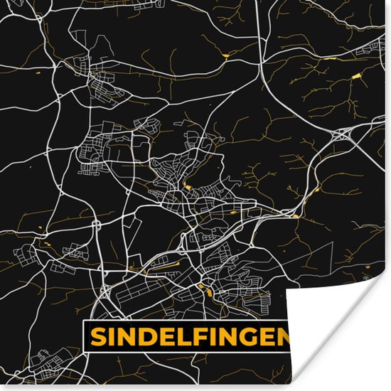 Poster Sindelfingen - Goud - Stadskaart - Plattegrond - Duitsland ...