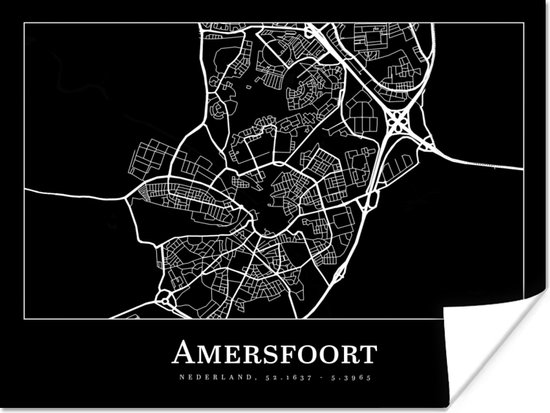 Poster Amersfoort - Stadskaart - Plattegrond - Kaart - 160x120 cm XXL | bol