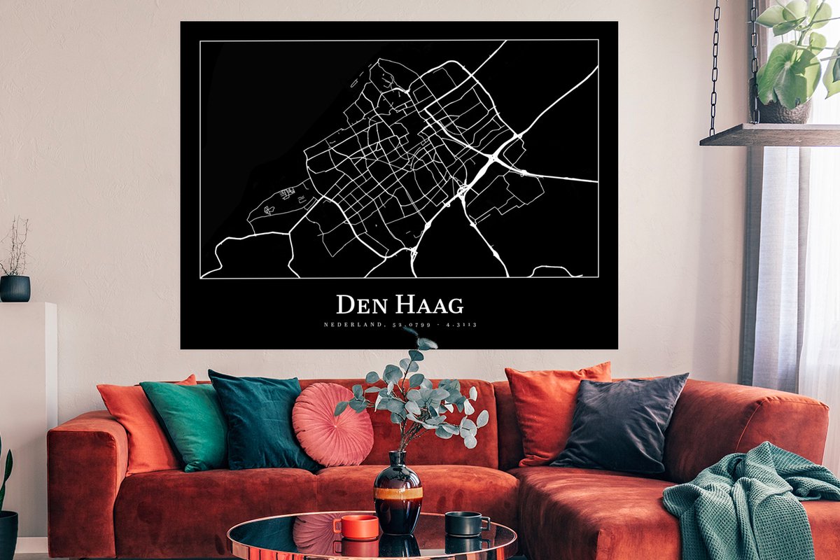 Poster Plattegrond - Den Haag - Kaart - Stadskaart - 160x120 cm XXL ...