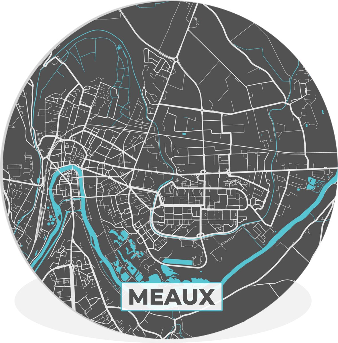 Wall Circle - Wall Circle Inside - France - Map - Plan - Meaux - City Map - ⌀ 150 cm -... | bol.com