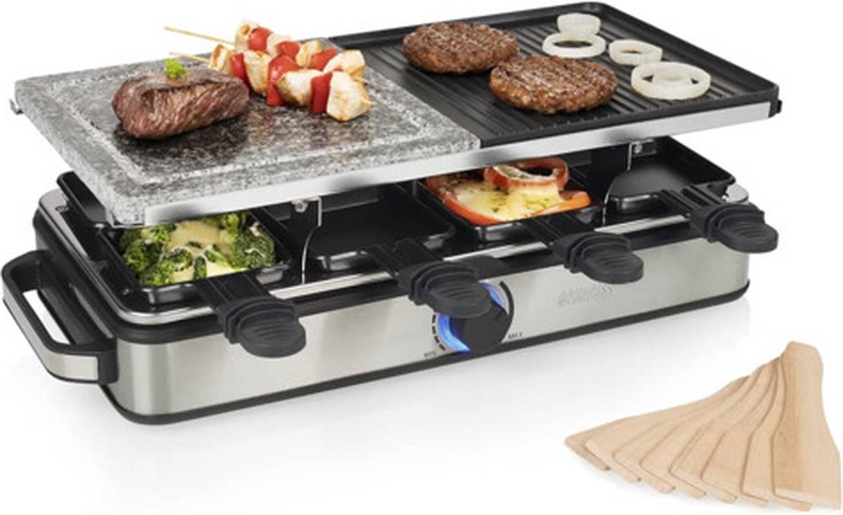 Princess Gourmetstel 162635 - Raclette 8 Personen - Steen en Grill ...