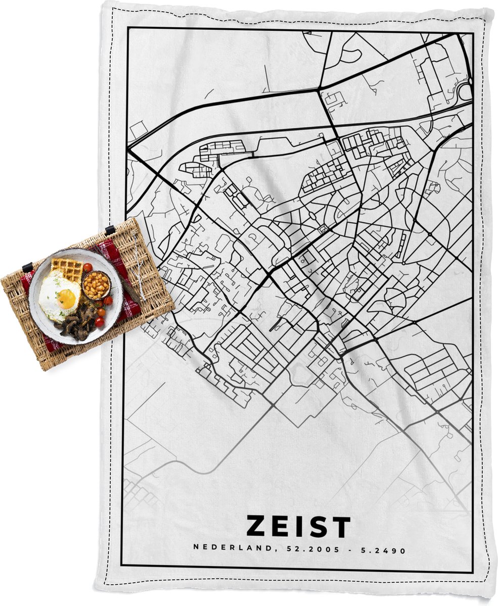Picknickkleed - Buitenkleed - Kaart - Zeist - Zwart - Wit - Vloerkleed ...
