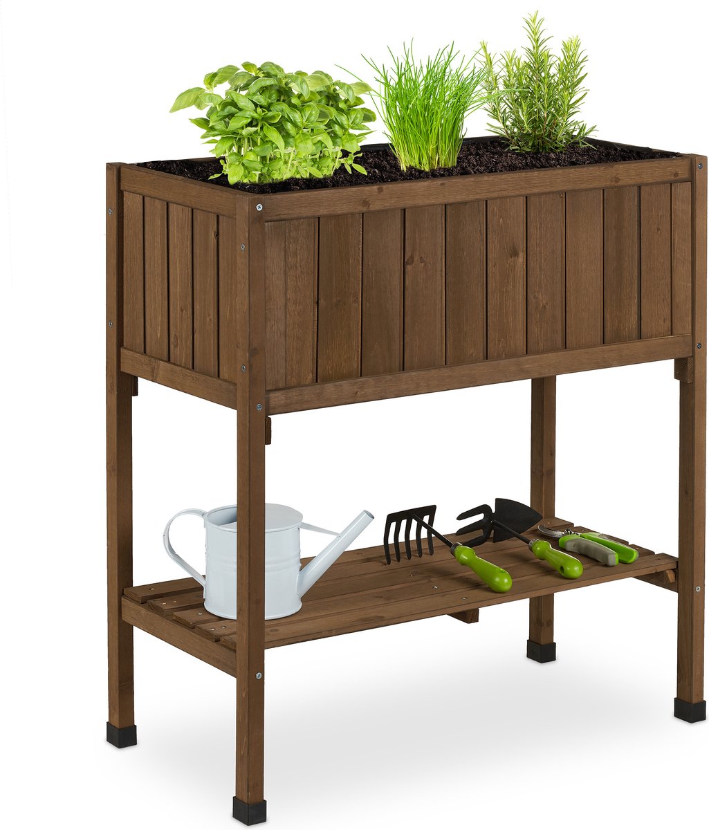 Relaxdays moestuinbak op poten - houten moestuintafel - kweektafel ...