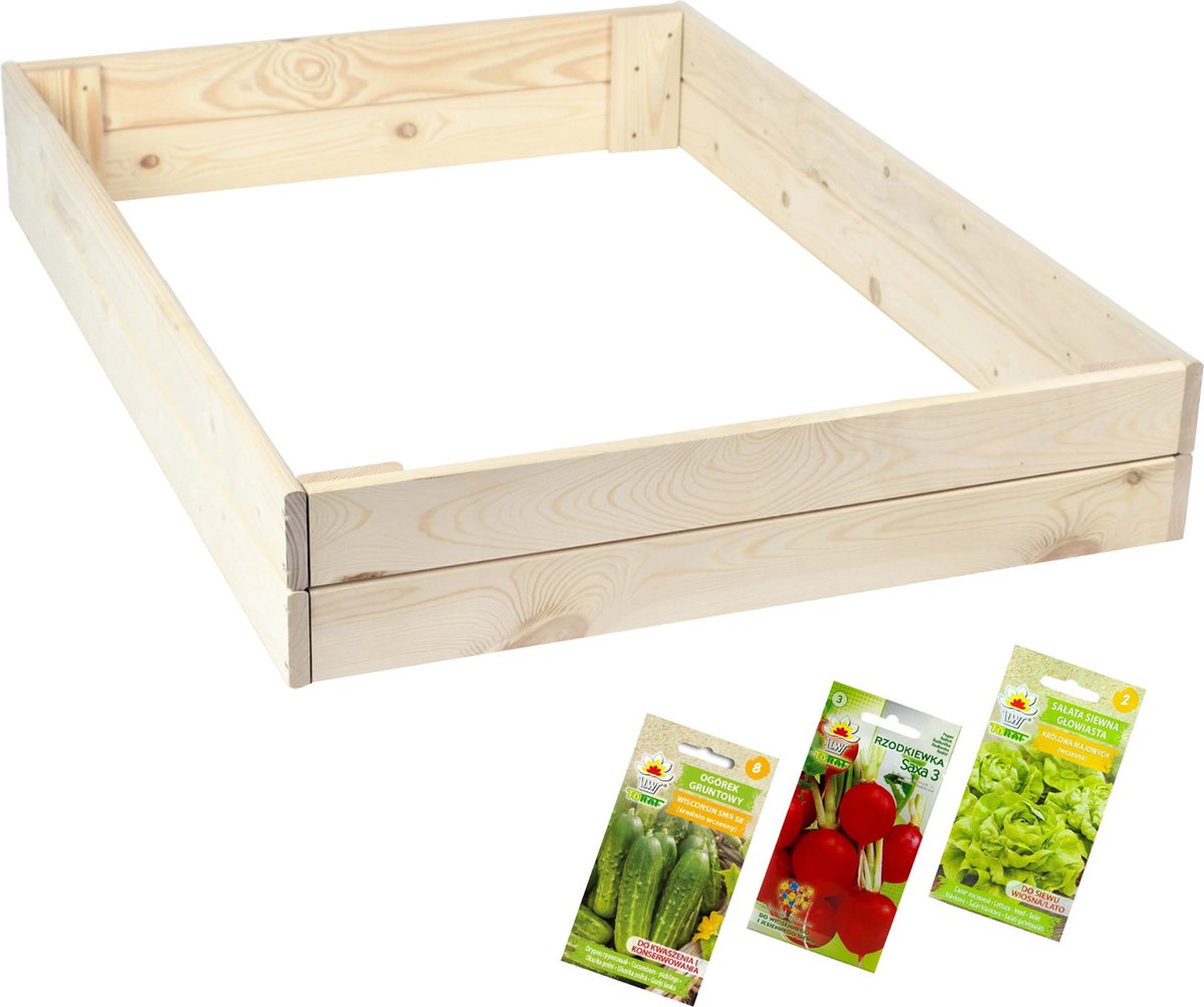 Moestuinbak - 200x150x18 cm - hout - met 3 soorten groentezaden | bol.com