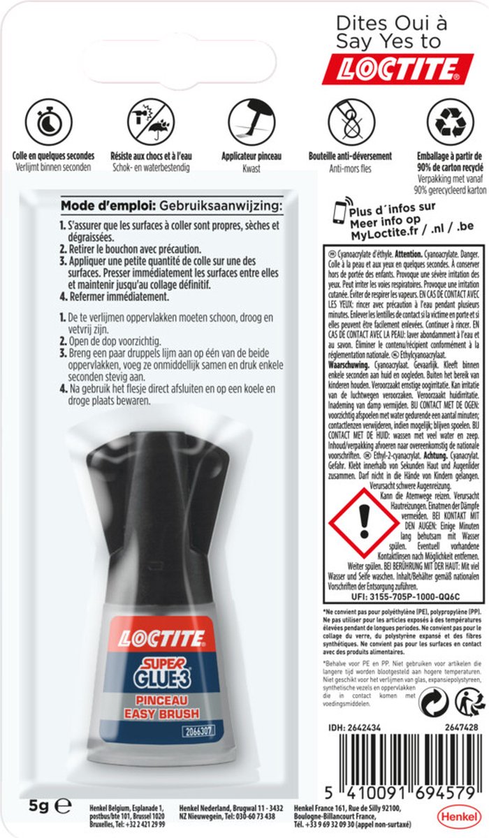 Loctite Brush 5 g - Ideaal aanbrengen met Kwast - Secondelijm - Seconde ...