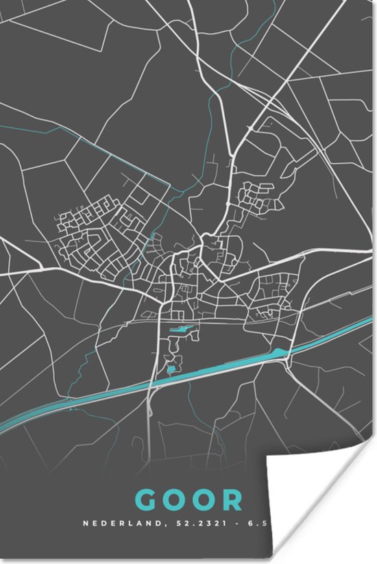 Poster Goor - Stadskaart - Kaart - Plattegrond - 60x90 cm | bol
