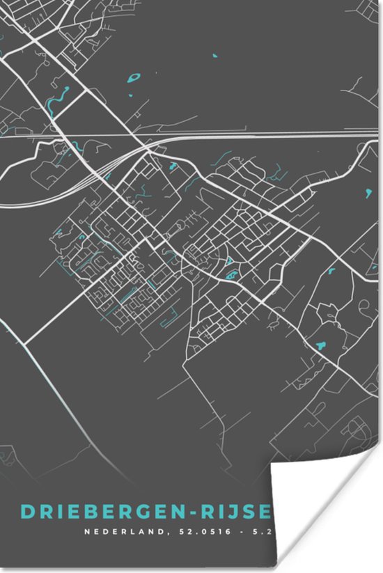 Poster Driebergen-Rijsenburg - Stadskaart - Kaart - Plattgrond - 60x90 ...