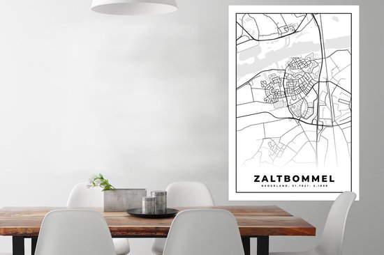 Poster Zaltbommel - Plattegrond - Kaart - Stadskaart - 80x120 cm | bol.com