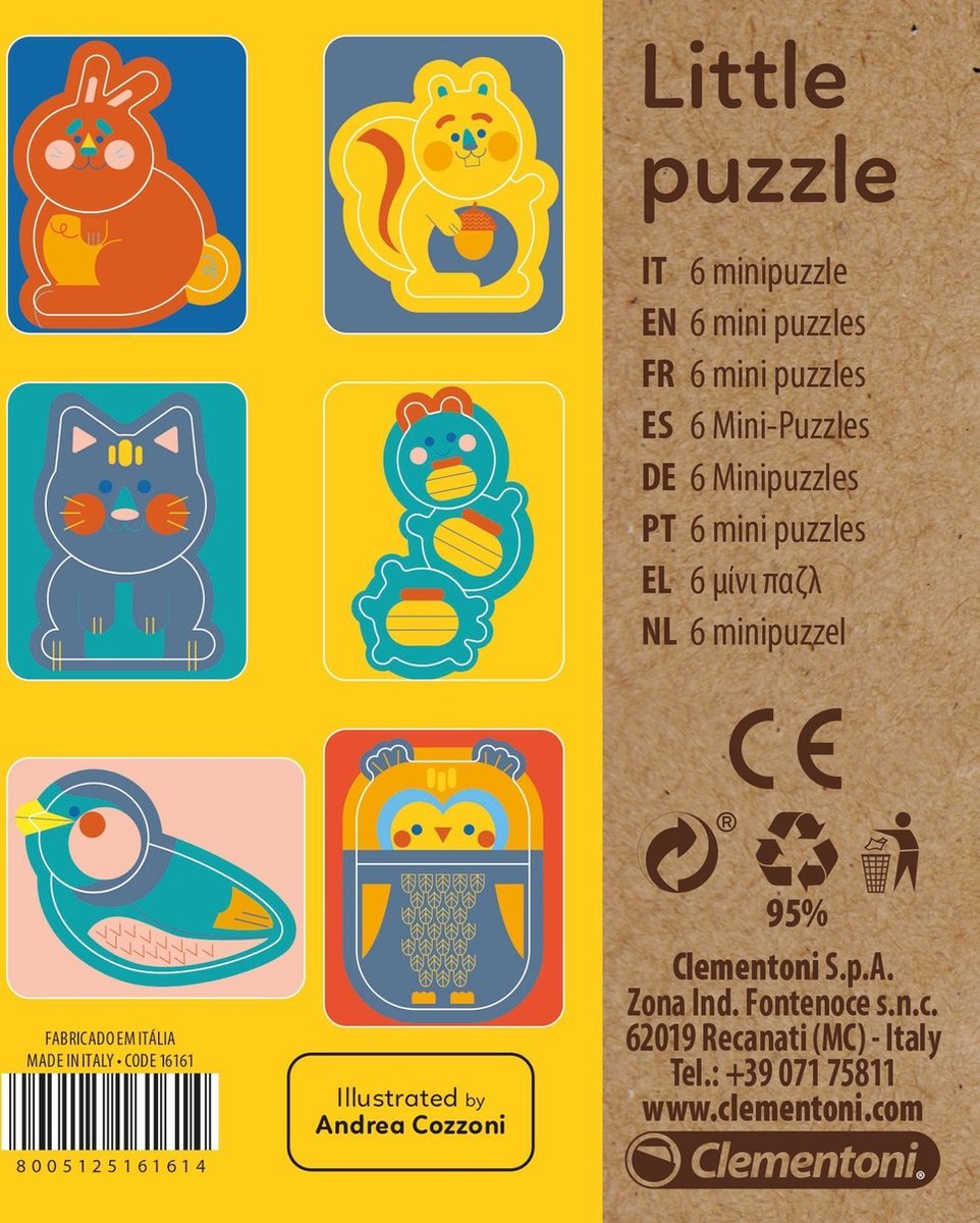 Clementoni Legpuzzels Mini Dieren 6-delig, puzzels kinderen | bol.com