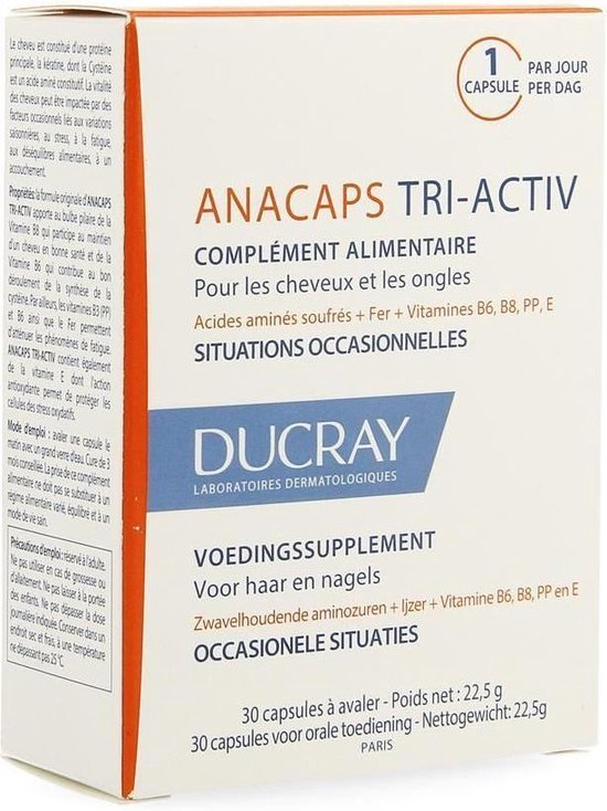 Ducray Anacaps Tri-Activ Complément Alimentaire Capsules Haar/Nagels ...