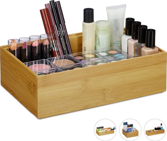 bureau organizer - stapelbaar - 7 x 23 x 15 cm - bamboe | bol