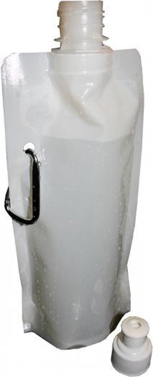 Lot de 8x sachets d'eau / gourde avec mousqueton - Blanc - 400 ml ...
