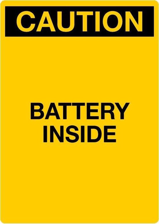 Sticker 'Caution: Battery inside' 210 x 148 mm (A5) | bol
