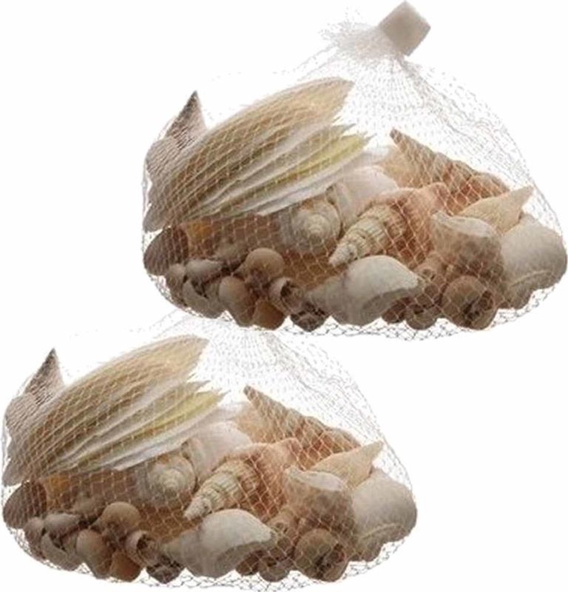 Set van 2 zakjes decoratie/hobby witte/bruine schelpen 350 gram - Echte ...