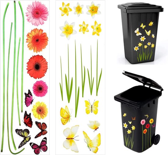 Afvalemmer, bloemensticker, TAIZER, 2 stuks, weerbestendig, emmer ...