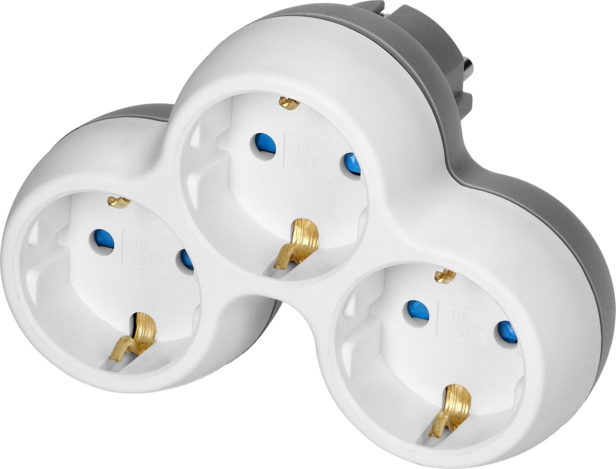 Stopcontact splitter - Verdeelstekker horizontaal - Verloopstekker 3x ...