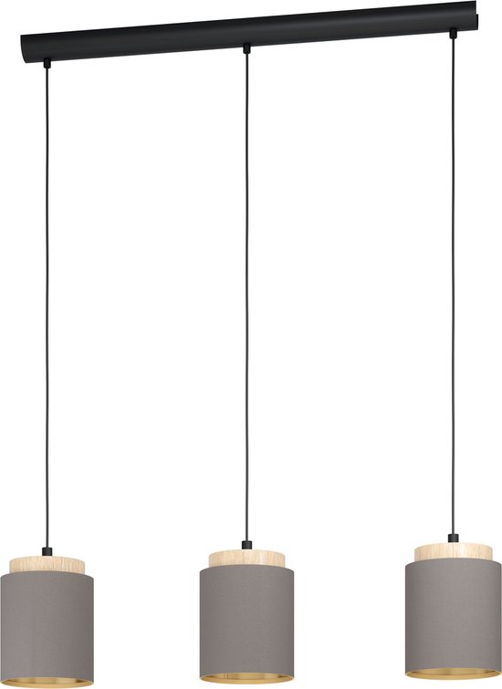 EGLO Albariza Hanglamp - E27 - 89,5 cm - Zwart/Bruin/Goud | bol