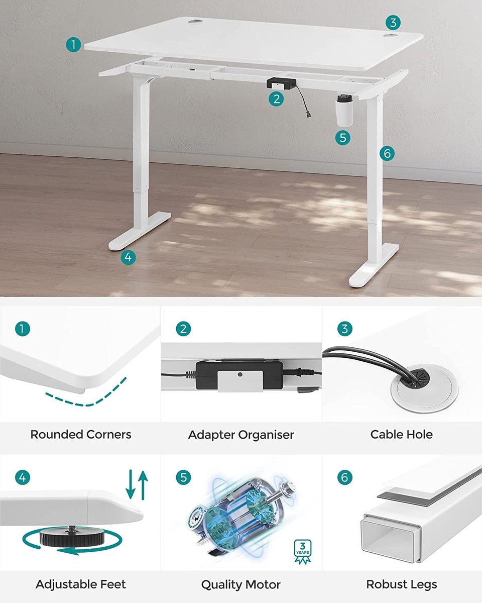 Elektrisch Zit Sta Bureau - In Hoogte Verstelbare Tafel - 140 x 70 x ...