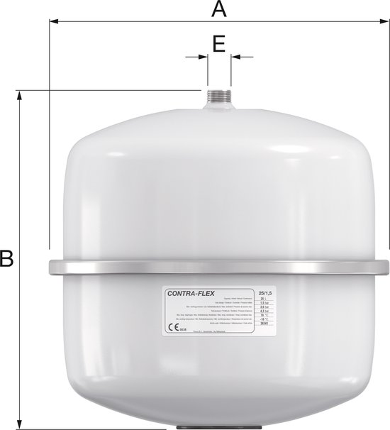 Flamco Contraflex 12 liter / 1,5 [3bar] Wit expansievat, Vast membraan ...