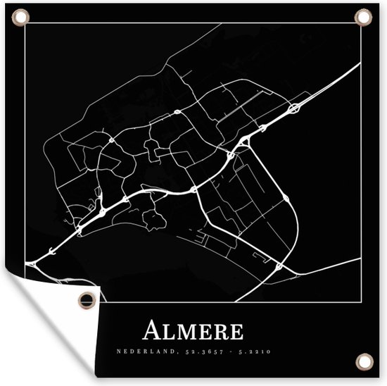 Tuin poster Stadskaart - Almere - Kaart - Plattegrond - 200x200 cm ...