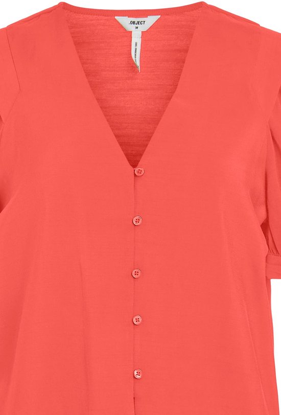 Object Blouse Objsy 2/4 Top 125 23041325 Hot Coral Dames Maat - W38 | bol