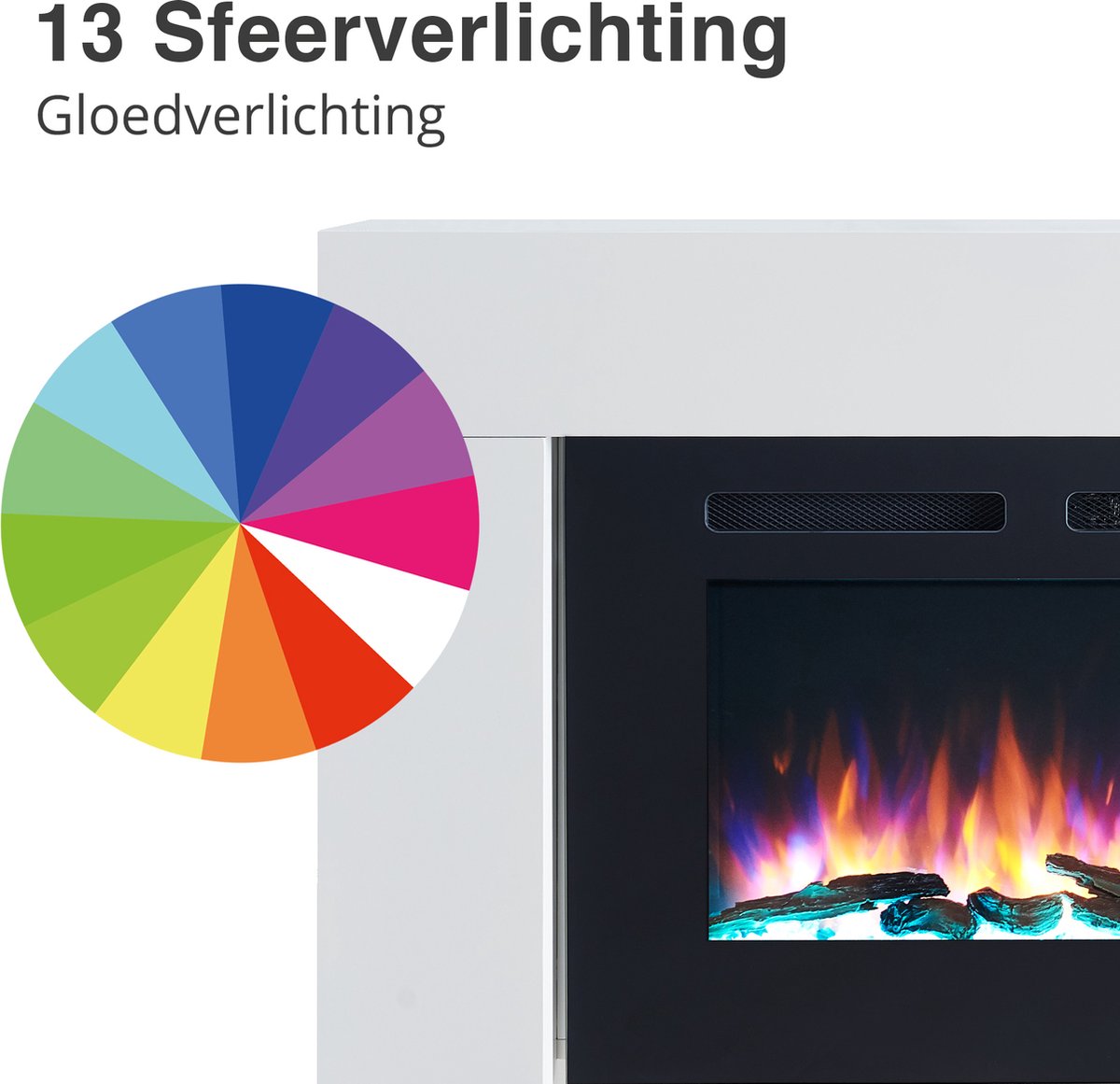 Richen - Elektrische Haard Herkules Wit - 3D vlammeneffect - 4 Standen ...