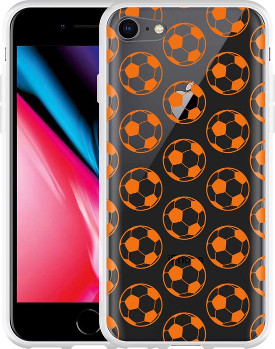 Cazy Hoesje geschikt voor iPhone 8 - Orange Soccer Balls | bol