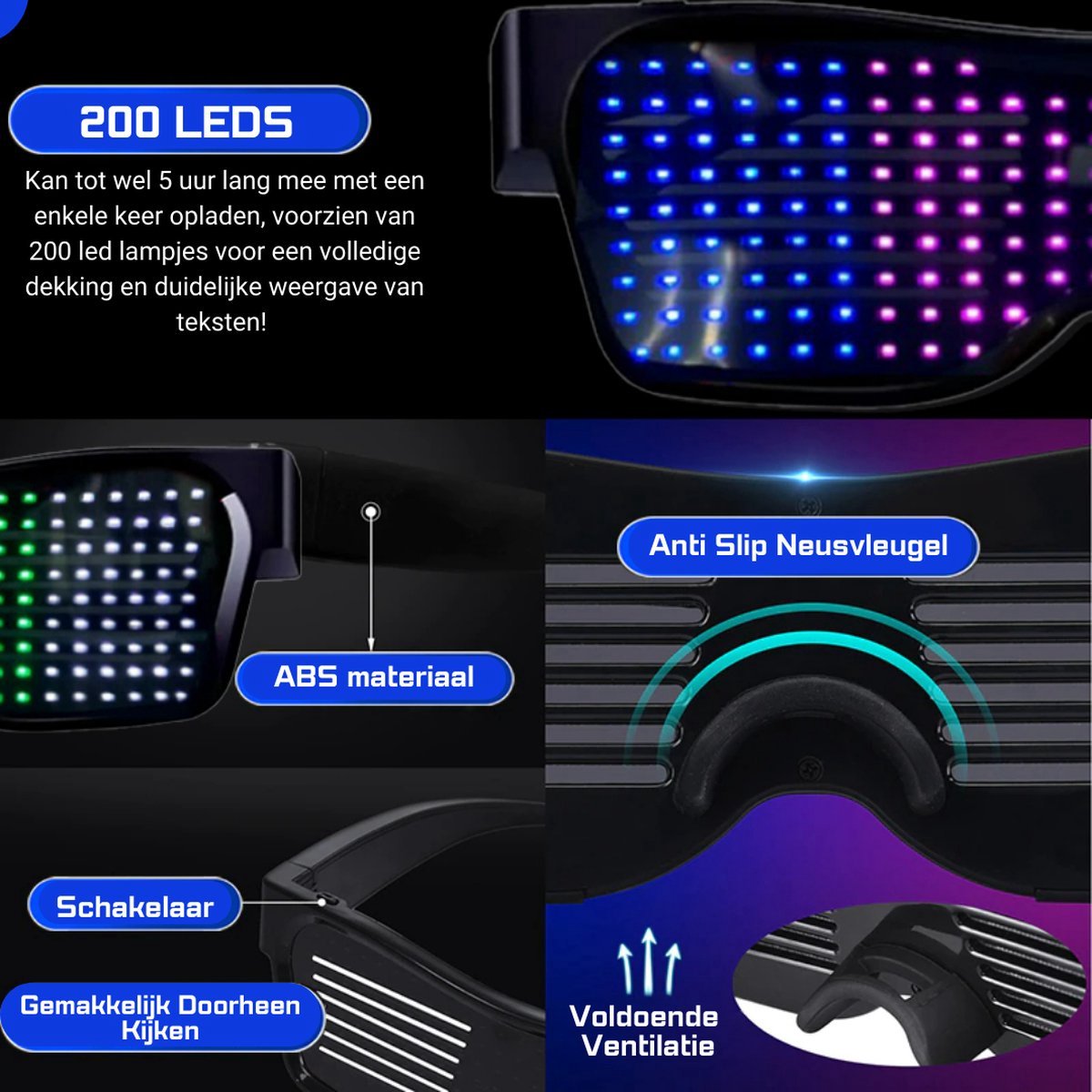 LED rave bril - space bril - techno bril - festival bril - Festival ...