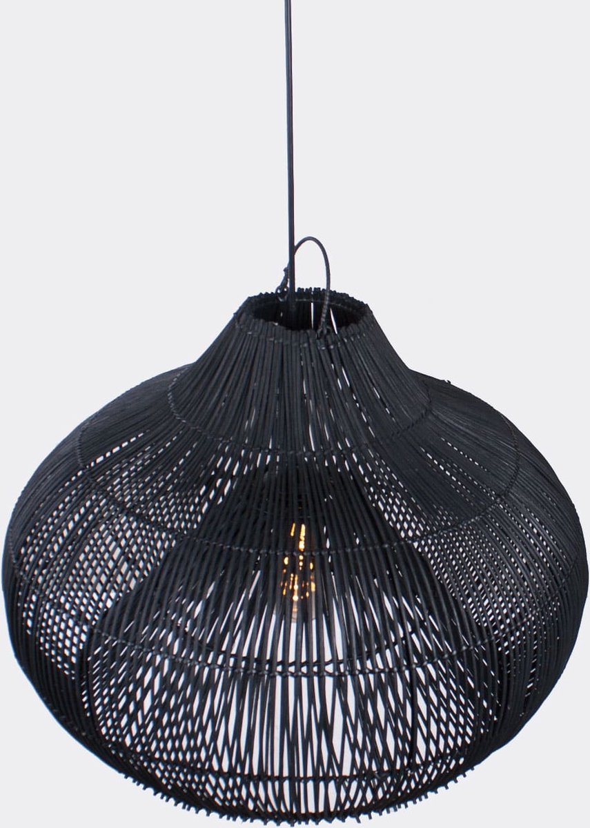 Hanglamp zwart rotan / riet Twisk 50 cm | bol.com