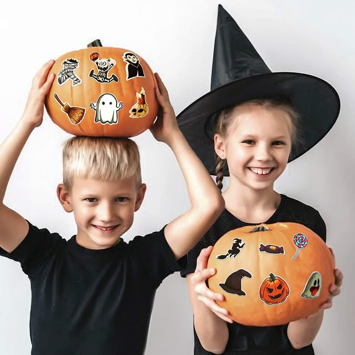 Set van 50 waterdichte vinylstickers, Halloween pompoen stickers, voor ...