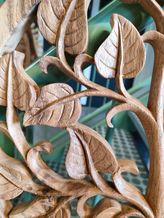 Wandpaneel Hout Rond Levensboom Met Bladeren 40cm - Wanddecoratie ...
