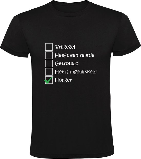 Grappige Checklist voor wie honger heeft Heren T-shirt | Vrijgezel ...