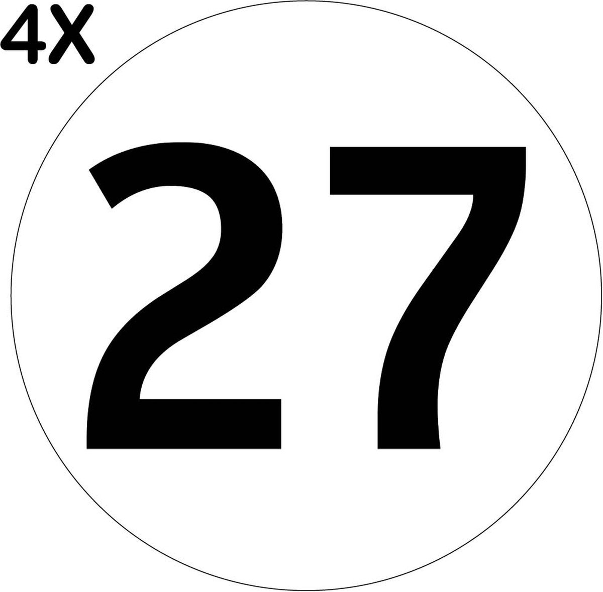 Containerstickers Huisnummer "27" - 25x25cm - Wit met Zwarte Cirkel ...