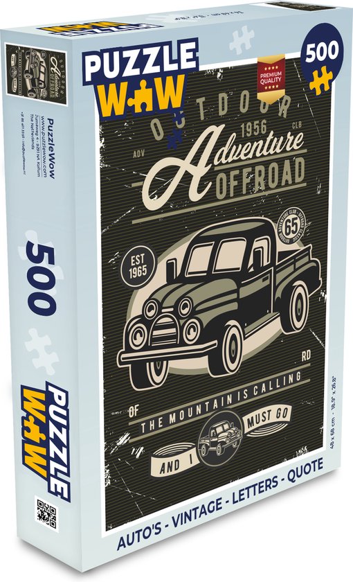 Puzzel Auto's - Vintage - Letters - Quote - Legpuzzel - Puzzel 500 ...