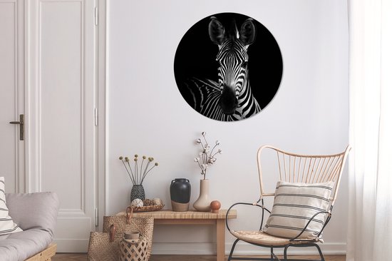 Behangcirkel - Zebra - Portret - Wilde dieren - Zwart wit - Zelfklevend behang - Rond... | bol